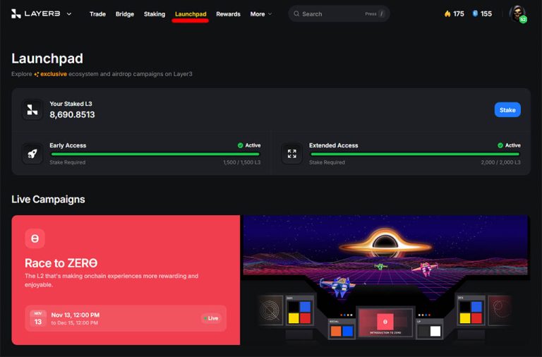 Кампания Race to ZERO на Layer3 Launchpad