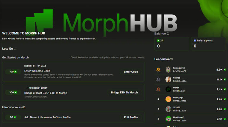 Morph HUB: фарминг поинтов в L2-сети Morph (аирдроп $MORPH)